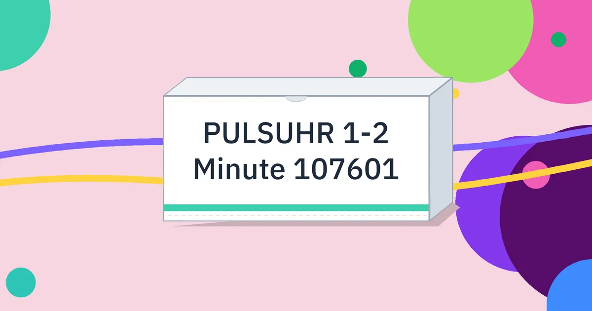 Symbolbild: Packung mit der Aufschrift PULSUHR 1-2 Minute 107601 (PZN 04756172) – Verfügbarkeit und Bezug in Apotheken in Frankfurt am Main