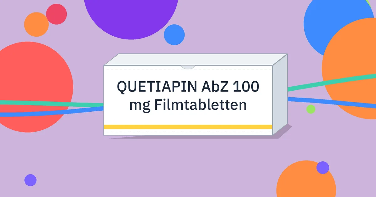 Symbolbild: Packung mit der Aufschrift QUETIAPIN AbZ 100 mg Filmtabletten (PZN 09246257) – Verfügbarkeit und Bezug in Apotheken in Frankfurt am Main