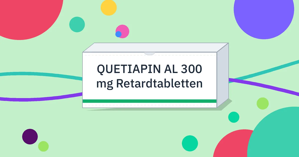 Symbolbild: Packung mit der Aufschrift QUETIAPIN AL 300 mg Retardtabletten (PZN 09745322) – Verfügbarkeit und Bezug in Apotheken in Frankfurt am Main