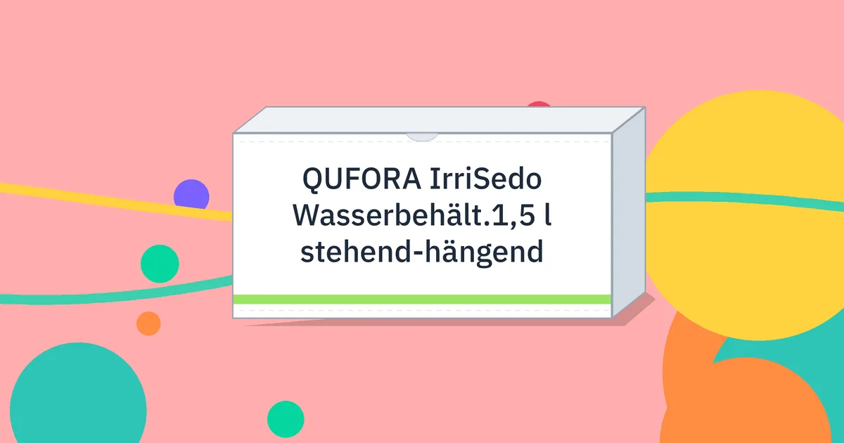 Symbolbild: Packung mit der Aufschrift QUFORA IrriSedo Wasserbehält.1,5 l stehend-hängend (PZN 18438027) – Verfügbarkeit und Bezug in Apotheken in Frankfurt am Main