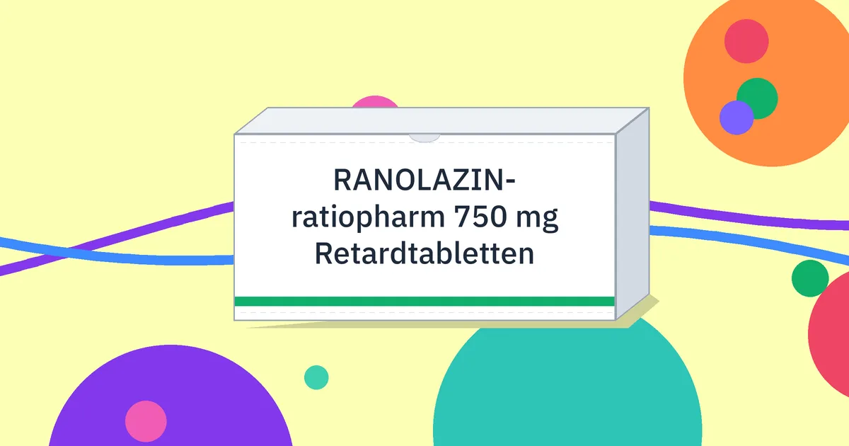 Symbolbild: Packung mit der Aufschrift RANOLAZIN-ratiopharm 750 mg Retardtabletten (PZN 19114485) – Verfügbarkeit und Bezug in Apotheken in Frankfurt am Main