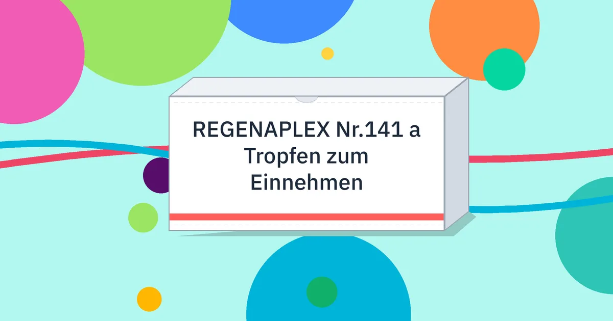 Symbolbild: Packung mit der Aufschrift REGENAPLEX Nr.141 a Tropfen zum Einnehmen (PZN 06621074) – Verfügbarkeit und Bezug in Apotheken in Frankfurt am Main