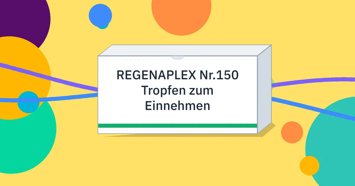Symbolbild: Packung mit der Aufschrift REGENAPLEX Nr.150 Tropfen zum Einnehmen (PZN 06871925) – Verfügbarkeit und Bezug in Apotheken in Frankfurt am Main