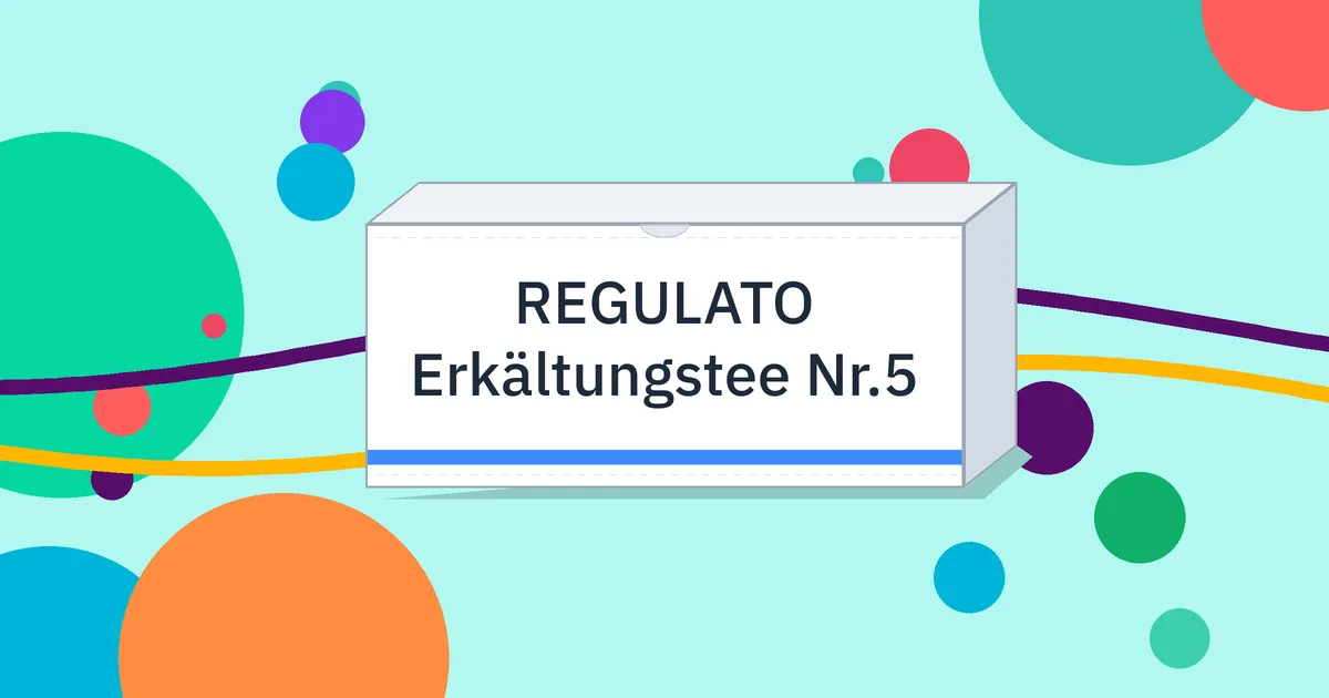 Symbolbild: Packung mit der Aufschrift REGULATO Erkältungstee Nr.5 (PZN 03717626) – Verfügbarkeit und Bezug in Apotheken in Frankfurt am Main