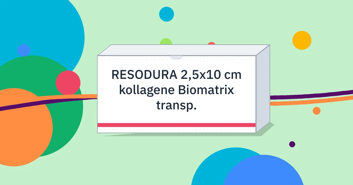 Symbolbild: Packung mit der Aufschrift RESODURA 2,5x10 cm kollagene Biomatrix transp. (PZN 12894474) – Verfügbarkeit und Bezug in Apotheken in Frankfurt am Main
