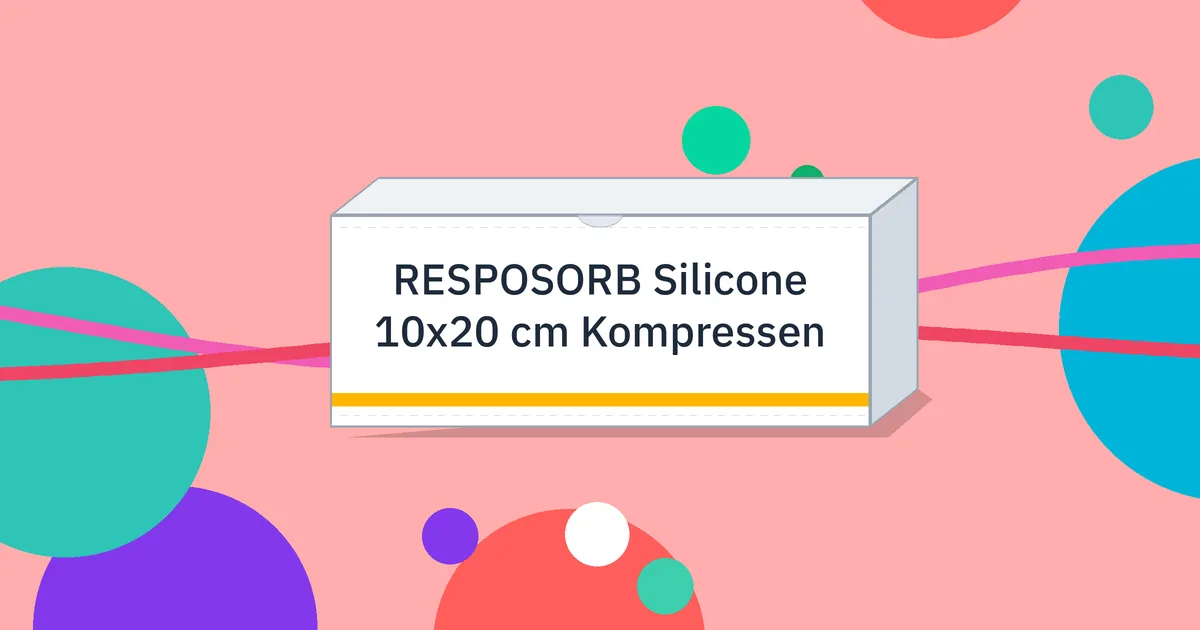 Symbolbild: Packung mit der Aufschrift RESPOSORB Silicone 10x20 cm Kompressen (PZN 20717941) – Verfügbarkeit und Bezug in Apotheken in Frankfurt am Main