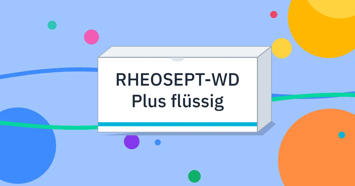 Symbolbild: Packung mit der Aufschrift RHEOSEPT-WD Plus flüssig (PZN 04798472) – Verfügbarkeit und Bezug in Apotheken in Frankfurt am Main