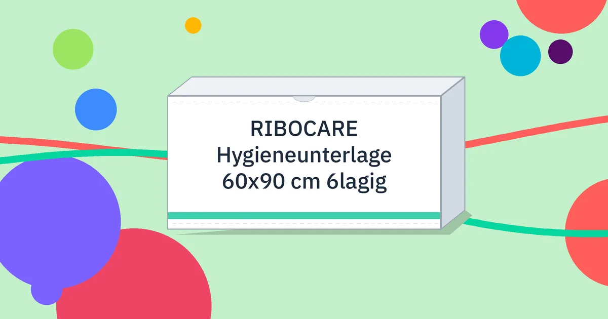 Symbolbild: Packung mit der Aufschrift RIBOCARE Hygieneunterlage 60x90 cm 6lagig (PZN 13587573) – Verfügbarkeit und Bezug in Apotheken in Frankfurt am Main