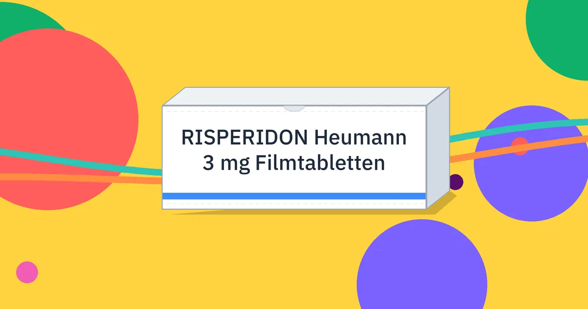 Symbolbild: Packung mit der Aufschrift RISPERIDON Heumann 3 mg Filmtabletten (PZN 01565891) – Verfügbarkeit und Bezug in Apotheken in Frankfurt am Main