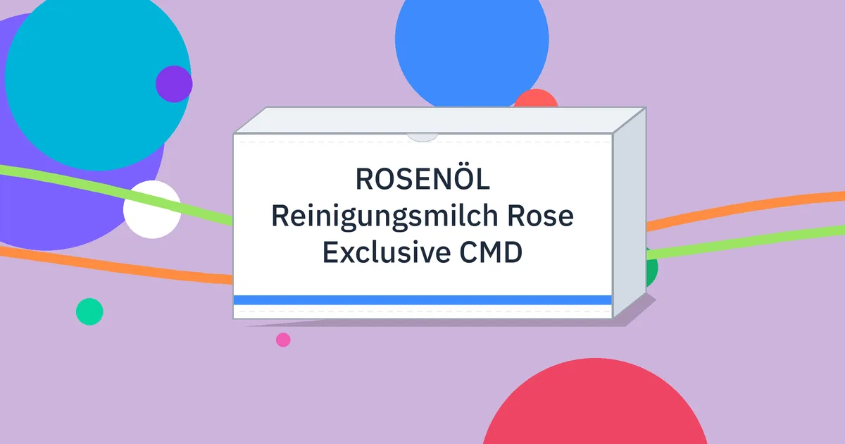 Symbolbild: Packung mit der Aufschrift ROSENÖL Reinigungsmilch Rose Exclusive CMD (PZN 10034477) – Verfügbarkeit und Bezug in Apotheken in Frankfurt am Main