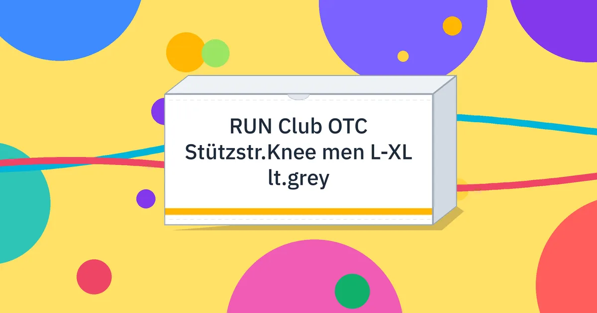 Symbolbild: Packung mit der Aufschrift RUN Club OTC Stützstr.Knee men L-XL lt.grey (PZN 20524337) – Verfügbarkeit und Bezug in Apotheken in Frankfurt am Main