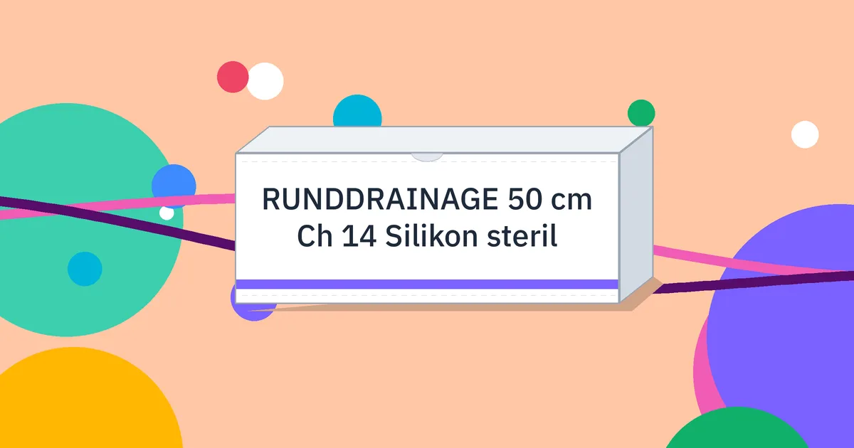 Symbolbild: Packung mit der Aufschrift RUNDDRAINAGE 50 cm Ch 14 Silikon steril (PZN 05867264) – Verfügbarkeit und Bezug in Apotheken in Frankfurt am Main