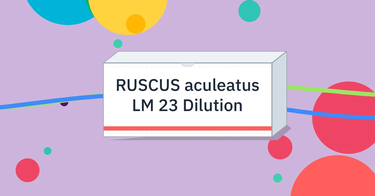 Symbolbild: Packung mit der Aufschrift RUSCUS aculeatus LM 23 Dilution (PZN 13173392) – Verfügbarkeit und Bezug in Apotheken in Frankfurt am Main