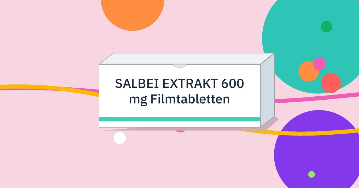 Symbolbild: Packung mit der Aufschrift SALBEI EXTRAKT 600 mg Filmtabletten (PZN 20892495) – Verfügbarkeit und Bezug in Apotheken in Frankfurt am Main