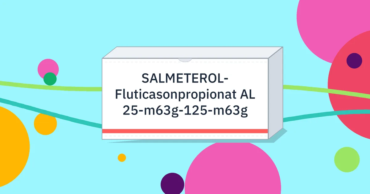 Symbolbild: Packung mit der Aufschrift SALMETEROL-Fluticasonpropionat AL 25-m63g-125-m63g (PZN 14465211) – Verfügbarkeit und Bezug in Apotheken in Frankfurt am Main