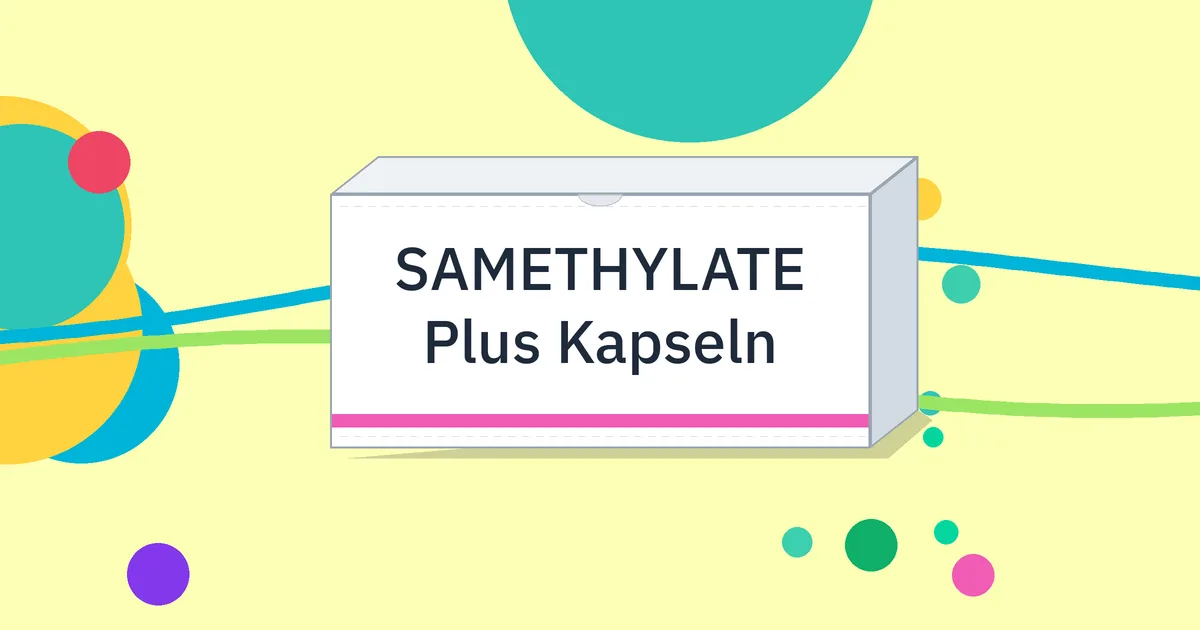 Symbolbild: Packung mit der Aufschrift SAMETHYLATE Plus Kapseln (PZN 19984329) – Verfügbarkeit und Bezug in Apotheken in Frankfurt am Main