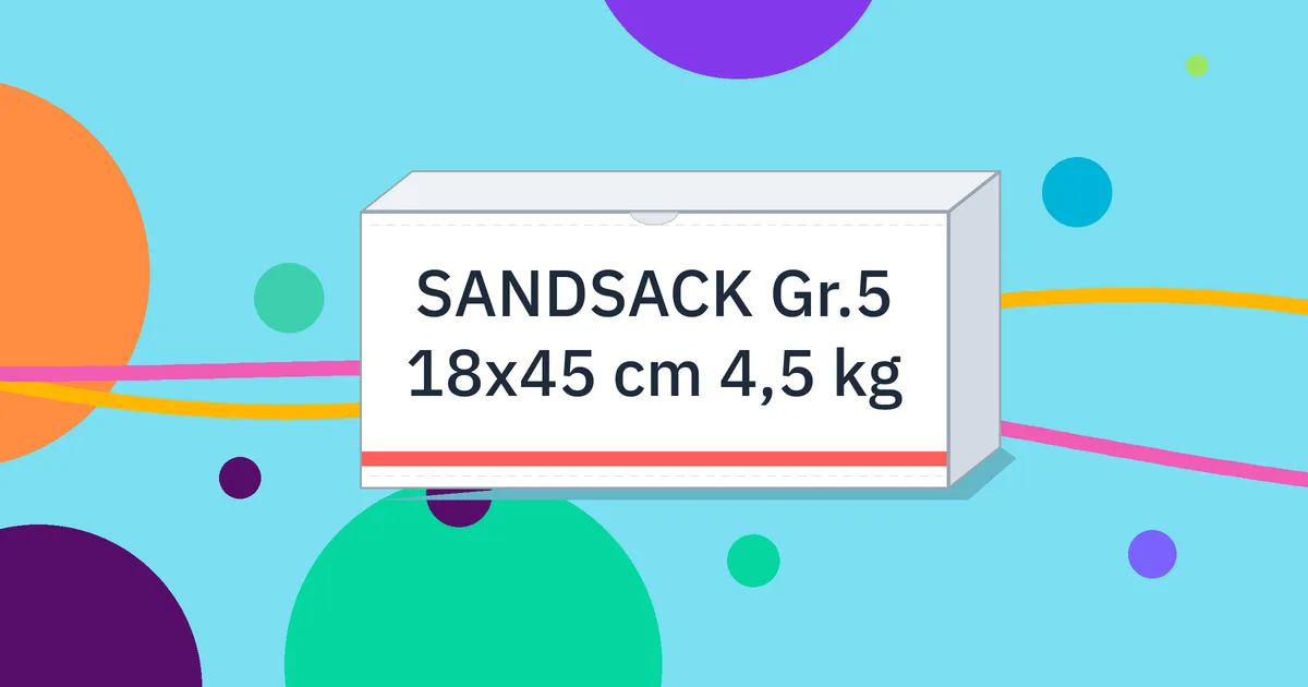 Symbolbild: Packung mit der Aufschrift SANDSACK Gr.5 18x45 cm 4,5 kg (PZN 02443196) – Verfügbarkeit und Bezug in Apotheken in Frankfurt am Main
