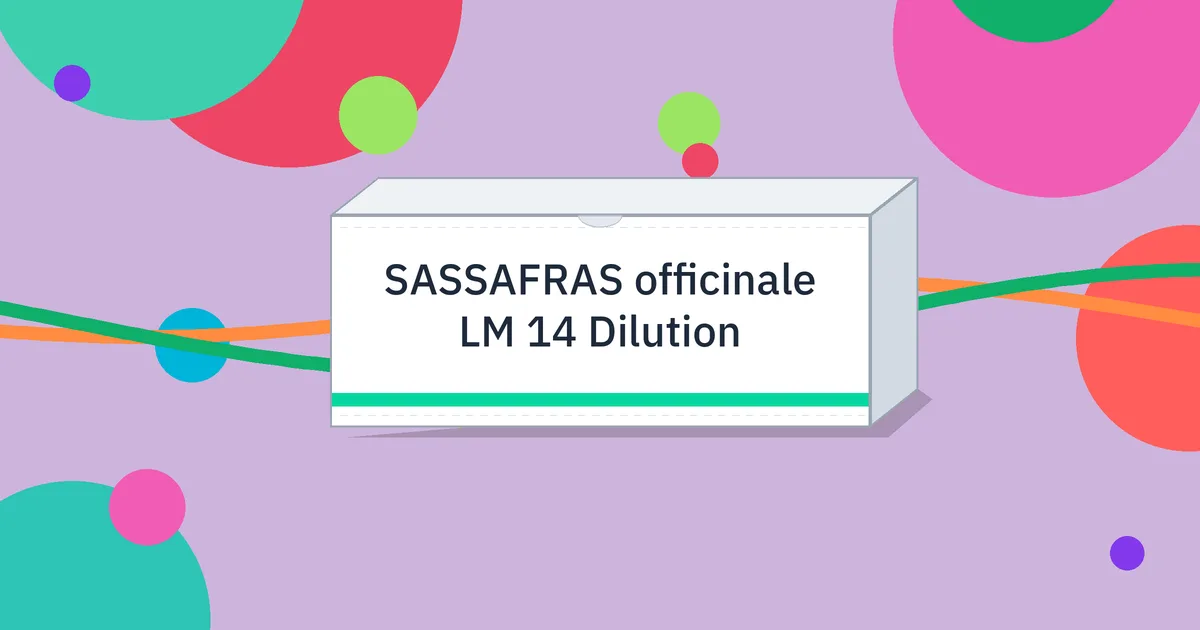 Symbolbild: Packung mit der Aufschrift SASSAFRAS officinale LM 14 Dilution (PZN 13687346) – Verfügbarkeit und Bezug in Apotheken in Frankfurt am Main