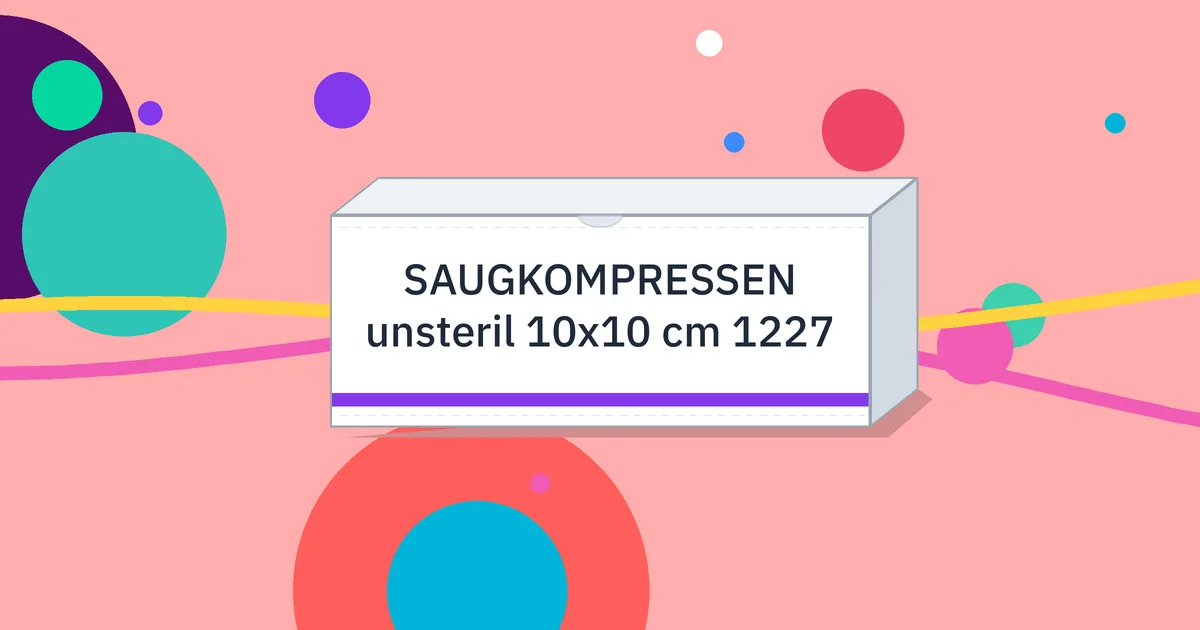 Symbolbild: Packung mit der Aufschrift SAUGKOMPRESSEN unsteril 10x10 cm 1227 (PZN 17833508) – Verfügbarkeit und Bezug in Apotheken in Frankfurt am Main