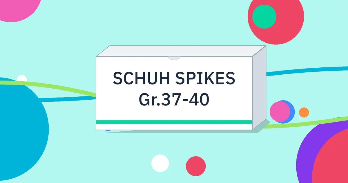 Symbolbild: Packung mit der Aufschrift SCHUH SPIKES Gr.37-40 (PZN 07663040) – Verfügbarkeit und Bezug in Apotheken in Frankfurt am Main