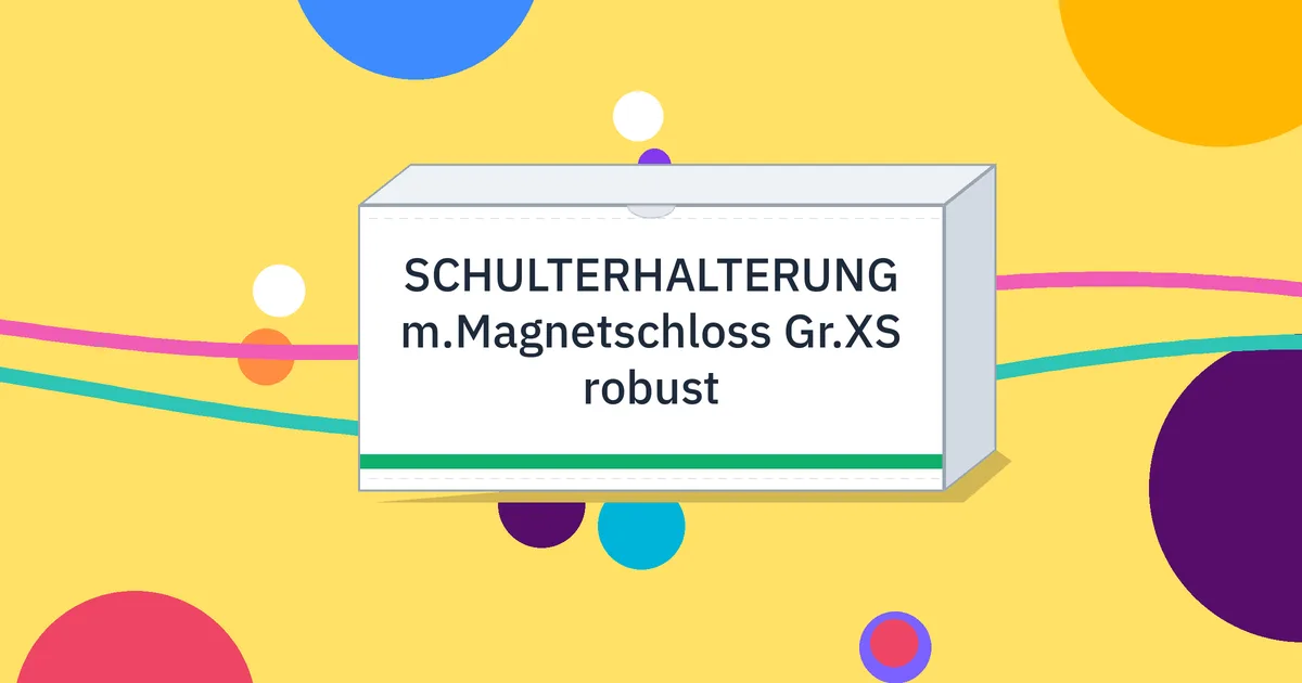 Symbolbild: Packung mit der Aufschrift SCHULTERHALTERUNG m.Magnetschloss Gr.XS robust (PZN 09167807) – Verfügbarkeit und Bezug in Apotheken in Frankfurt am Main