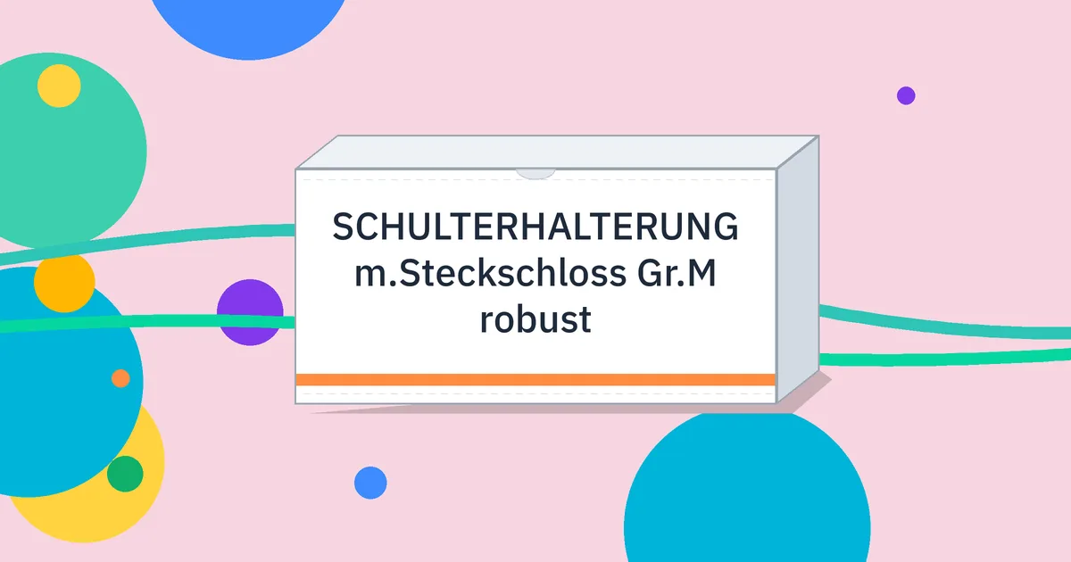 Symbolbild: Packung mit der Aufschrift SCHULTERHALTERUNG m.Steckschloss Gr.M robust (PZN 11568169) – Verfügbarkeit und Bezug in Apotheken in Frankfurt am Main