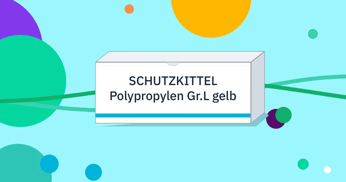 Symbolbild: Packung mit der Aufschrift SCHUTZKITTEL Polypropylen Gr.L gelb (PZN 01552813) – Verfügbarkeit und Bezug in Apotheken in Frankfurt am Main
