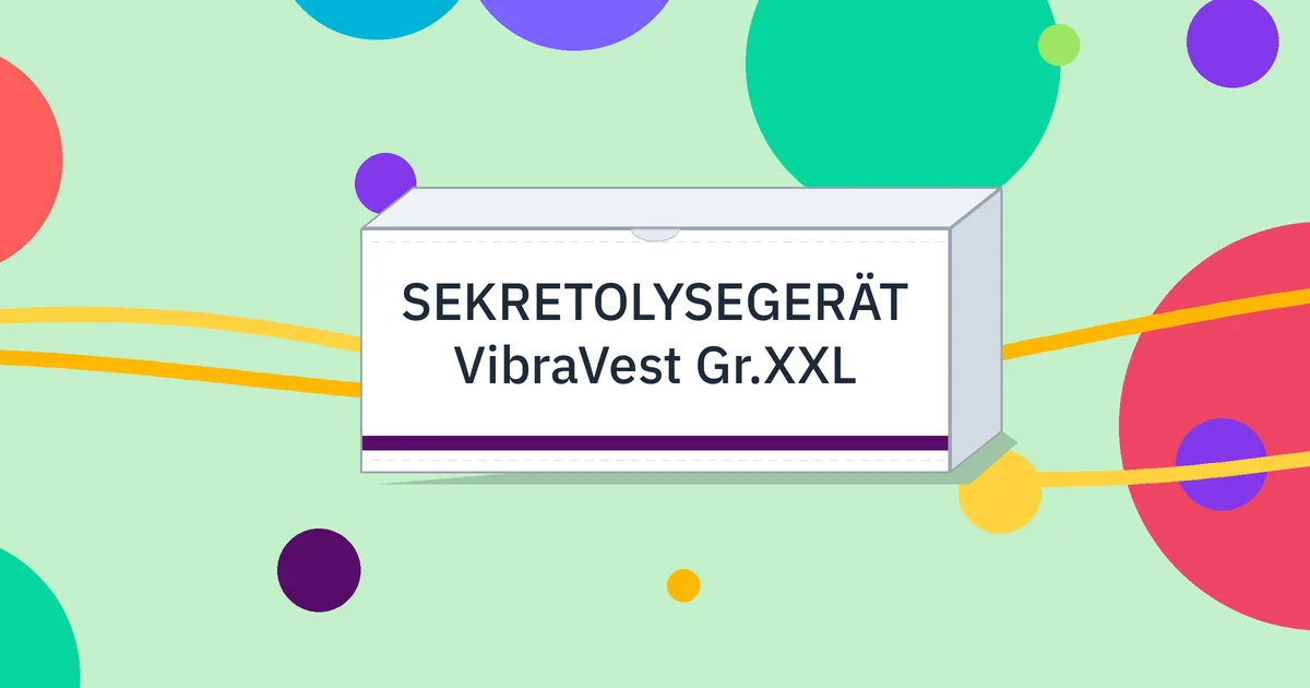 Symbolbild: Packung mit der Aufschrift SEKRETOLYSEGERÄT VibraVest Gr.XXL (PZN 11640435) – Verfügbarkeit und Bezug in Apotheken in Frankfurt am Main