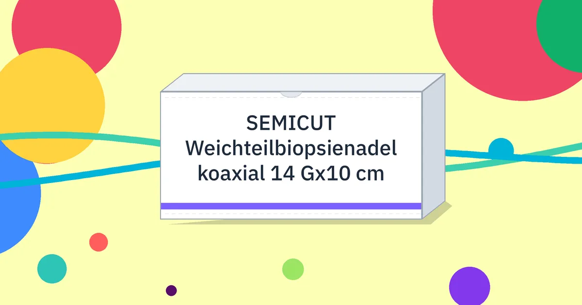 Symbolbild: Packung mit der Aufschrift SEMICUT Weichteilbiopsienadel koaxial 14 Gx10 cm (PZN 19736034) – Verfügbarkeit und Bezug in Apotheken in Frankfurt am Main