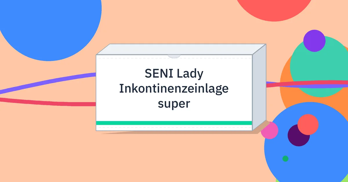 Symbolbild: Packung mit der Aufschrift SENI Lady Inkontinenzeinlage super (PZN 03120710) – Verfügbarkeit und Bezug in Apotheken in Frankfurt am Main