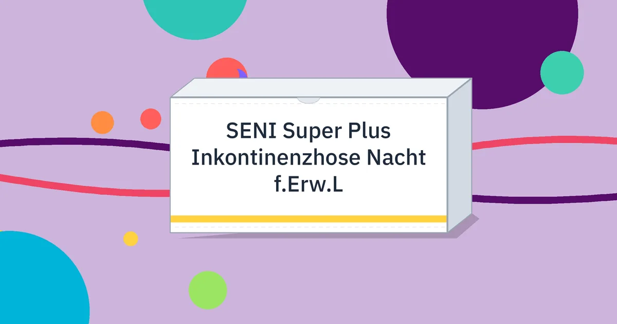 Symbolbild: Packung mit der Aufschrift SENI Super Plus Inkontinenzhose Nacht f.Erw.L (PZN 01105451) – Verfügbarkeit und Bezug in Apotheken in Frankfurt am Main