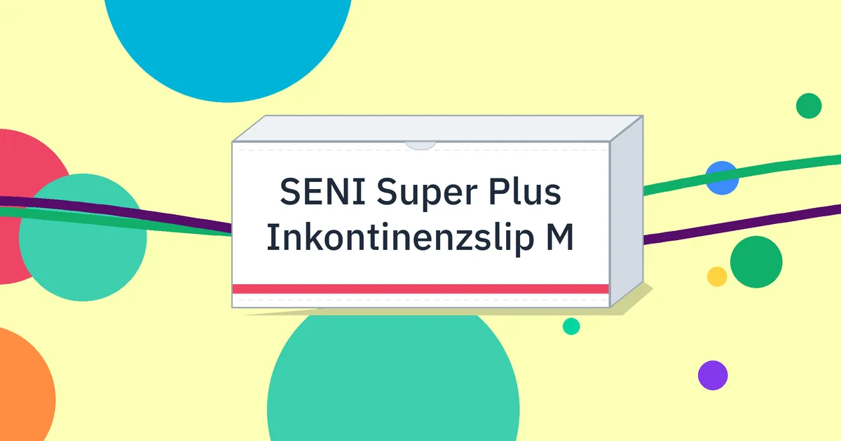 Symbolbild: Packung mit der Aufschrift SENI Super Plus Inkontinenzslip M (PZN 17147813) – Verfügbarkeit und Bezug in Apotheken in Frankfurt am Main