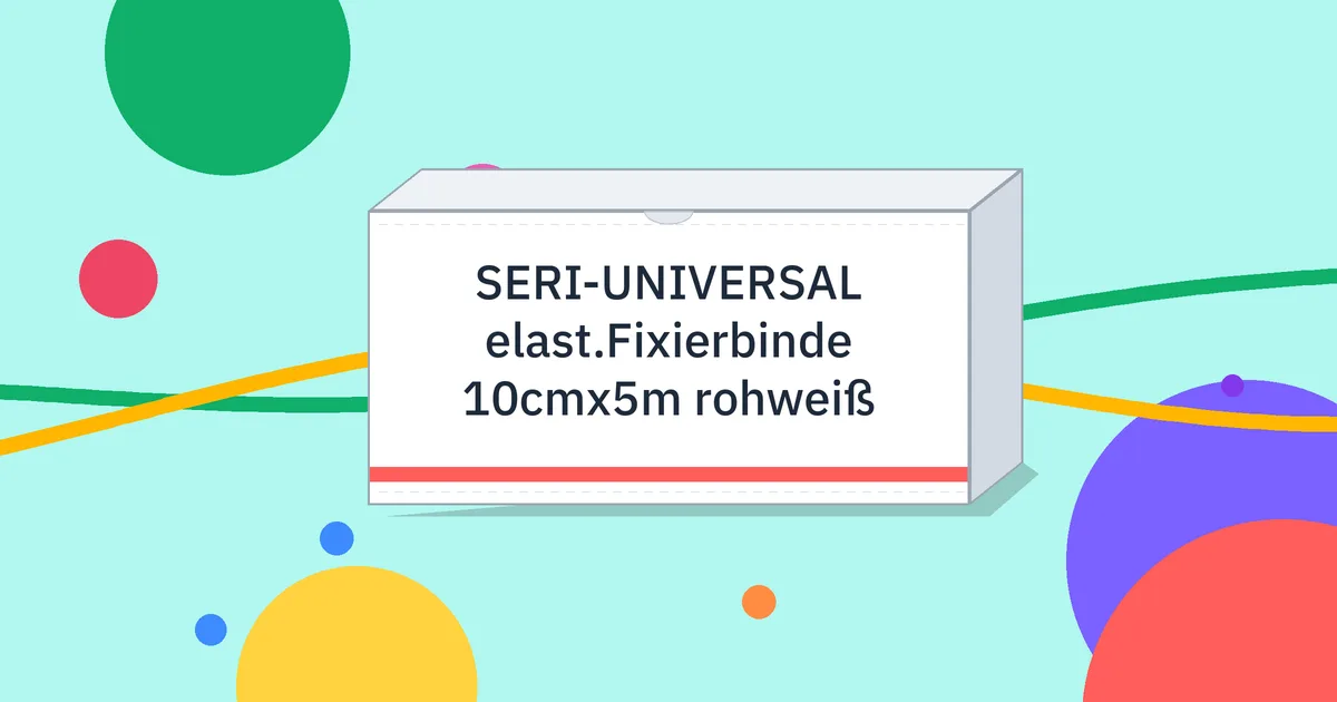 Symbolbild: Packung mit der Aufschrift SERI-UNIVERSAL elast.Fixierbinde 10cmx5m rohweiß (PZN 19837427) – Verfügbarkeit und Bezug in Apotheken in Frankfurt am Main