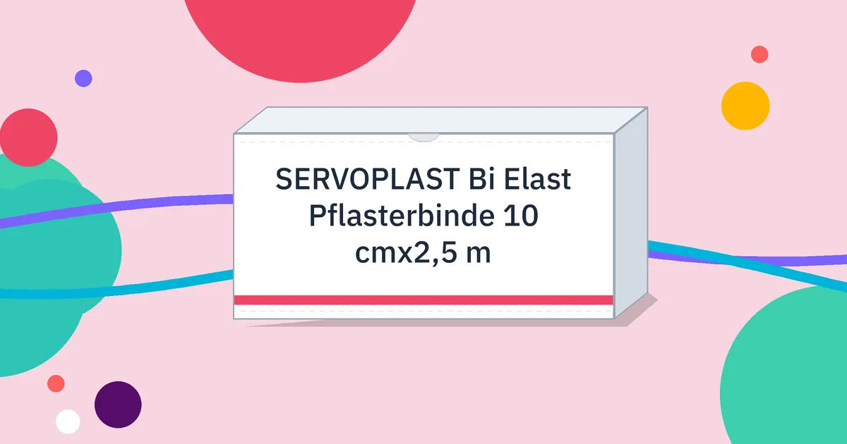 Symbolbild: Packung mit der Aufschrift SERVOPLAST Bi Elast Pflasterbinde 10 cmx2,5 m (PZN 04763806) – Verfügbarkeit und Bezug in Apotheken in Frankfurt am Main