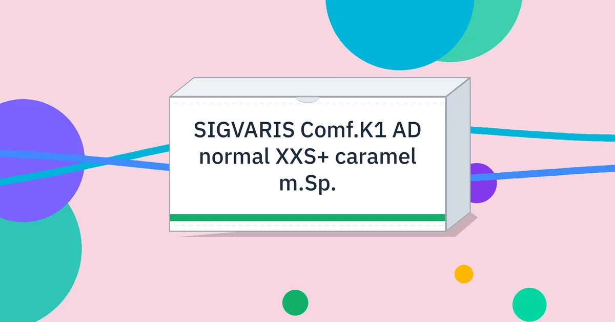 Symbolbild: Packung mit der Aufschrift SIGVARIS Comf.K1 AD normal XXS+ caramel m.Sp. (PZN 17093419) – Verfügbarkeit und Bezug in Apotheken in Frankfurt am Main
