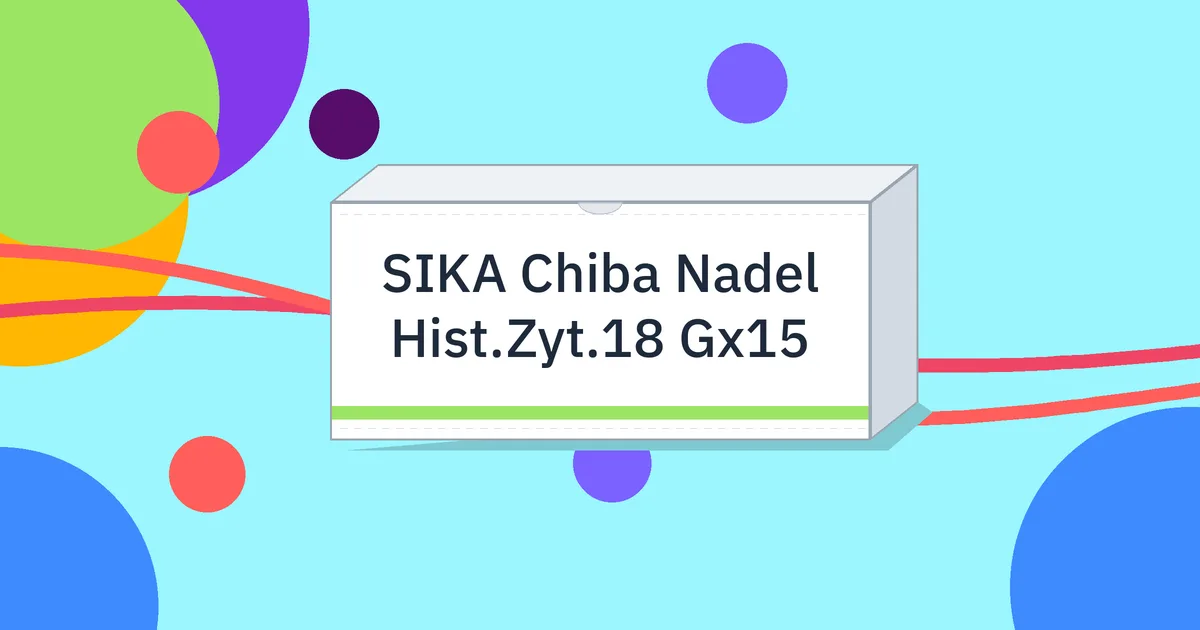 Symbolbild: Packung mit der Aufschrift SIKA Chiba Nadel Hist.Zyt.18 Gx15 (PZN 04164342) – Verfügbarkeit und Bezug in Apotheken in Frankfurt am Main
