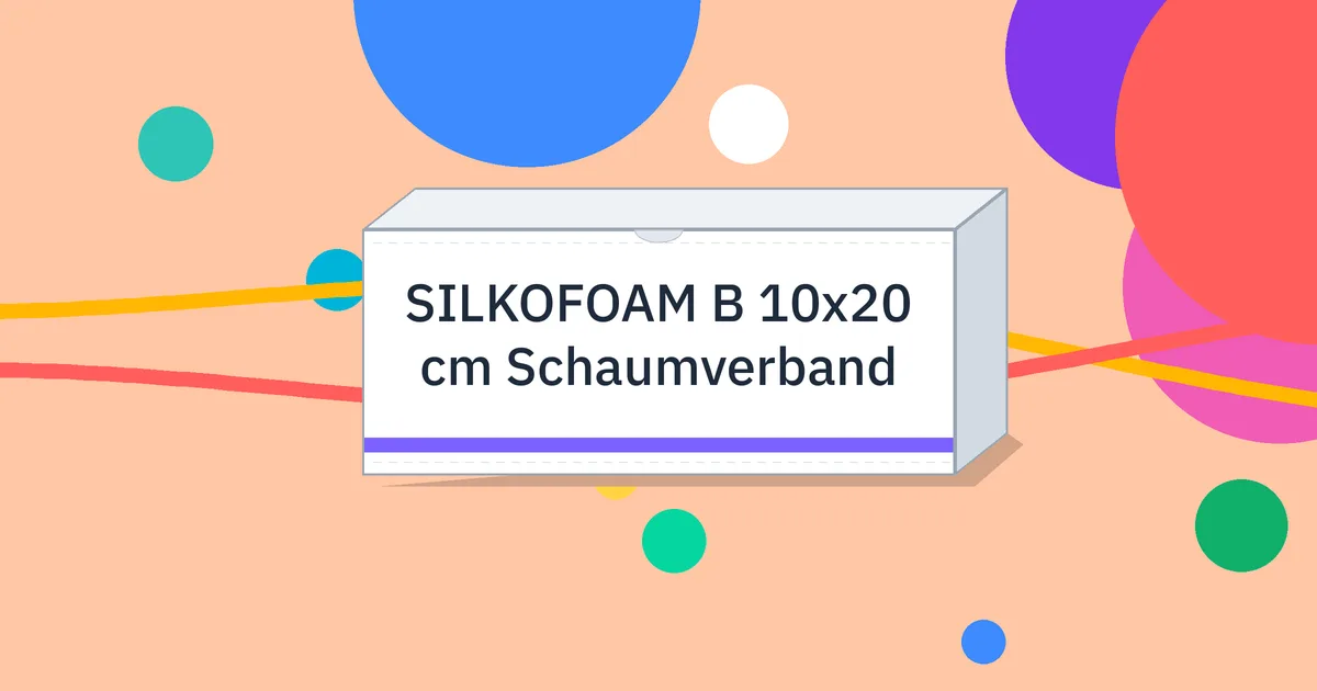 Symbolbild: Packung mit der Aufschrift SILKOFOAM B 10x20 cm Schaumverband (PZN 18682589) – Verfügbarkeit und Bezug in Apotheken in Frankfurt am Main
