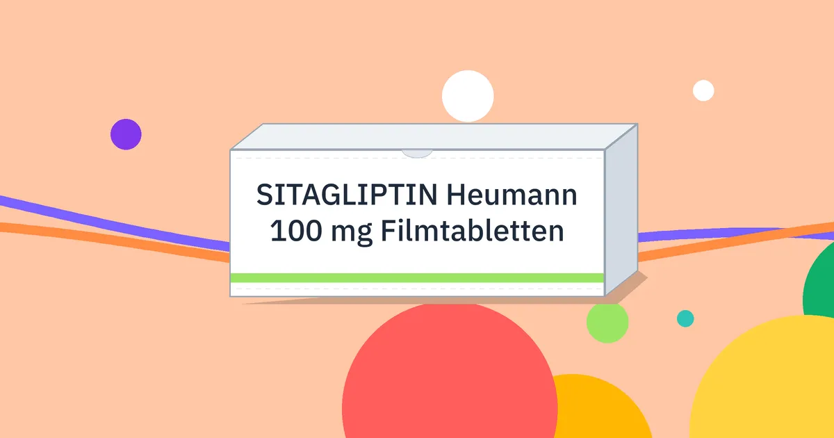 Symbolbild: Packung mit der Aufschrift SITAGLIPTIN Heumann 100 mg Filmtabletten (PZN 17367555) – Verfügbarkeit und Bezug in Apotheken in Frankfurt am Main