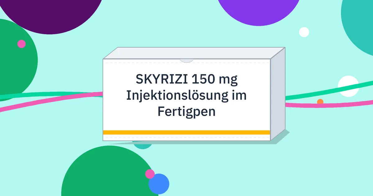 Symbolbild: Packung mit der Aufschrift SKYRIZI 150 mg Injektionslösung im Fertigpen (PZN 17614717) – Verfügbarkeit und Bezug in Apotheken in Frankfurt am Main