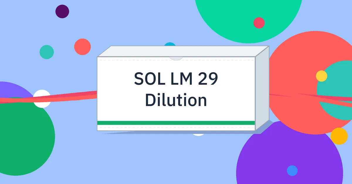 Symbolbild: Packung mit der Aufschrift SOL LM 29 Dilution (PZN 13192142) – Verfügbarkeit und Bezug in Apotheken in Frankfurt am Main
