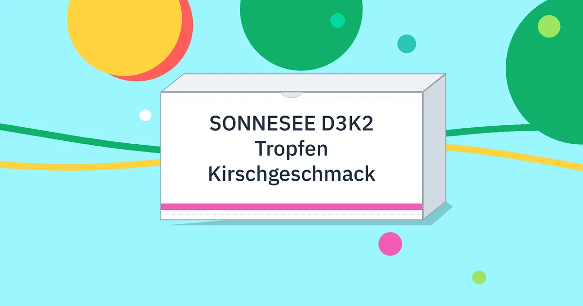 Symbolbild: Packung mit der Aufschrift SONNESEE D3K2 Tropfen Kirschgeschmack (PZN 19906660) – Verfügbarkeit und Bezug in Apotheken in Frankfurt am Main