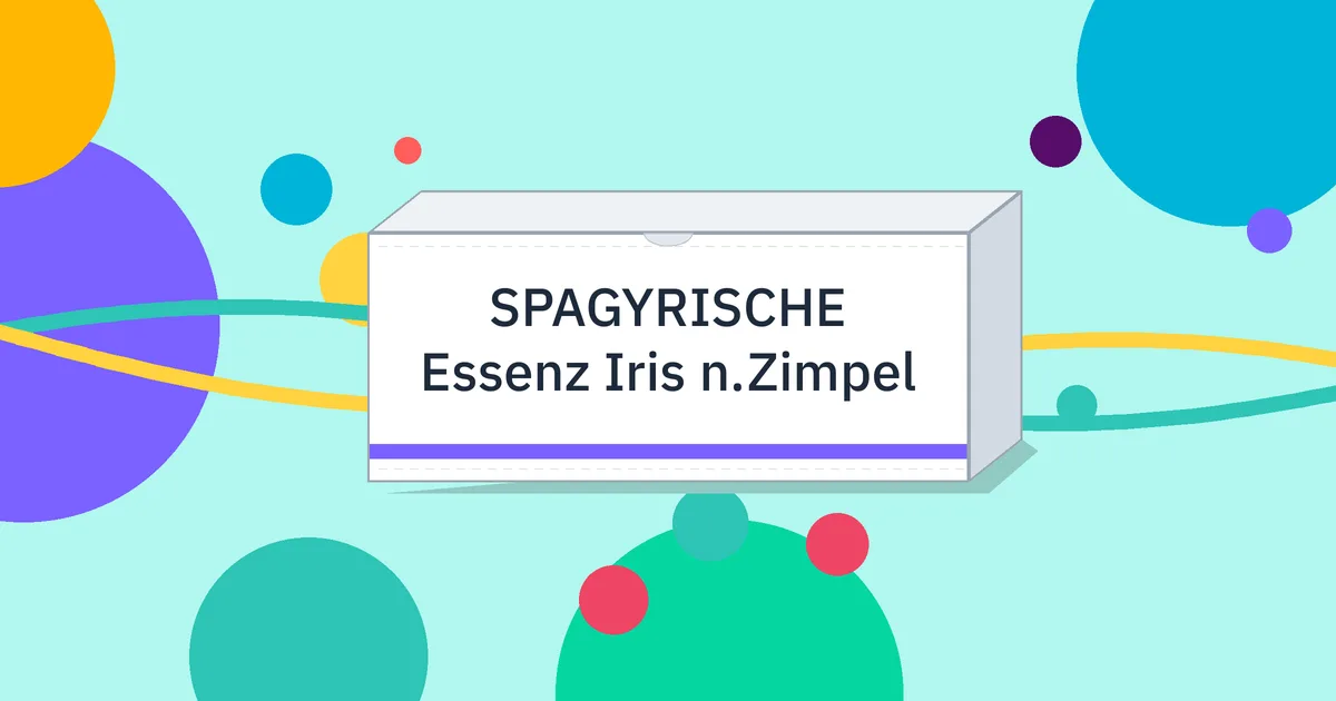 Symbolbild: Packung mit der Aufschrift SPAGYRISCHE Essenz Iris n.Zimpel (PZN 00917069) – Verfügbarkeit und Bezug in Apotheken in Frankfurt am Main