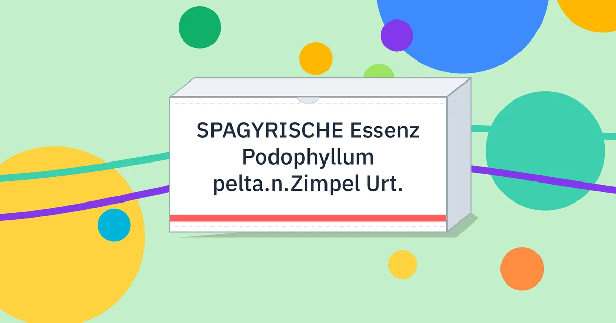 Symbolbild: Packung mit der Aufschrift SPAGYRISCHE Essenz Podophyllum pelta.n.Zimpel Urt. (PZN 00130607) – Verfügbarkeit und Bezug in Apotheken in Frankfurt am Main