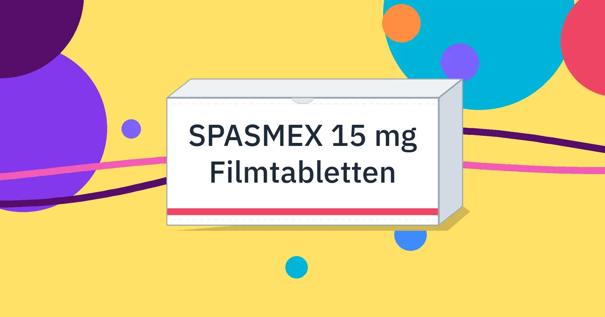 Symbolbild: Packung mit der Aufschrift SPASMEX 15 mg Filmtabletten (PZN 19054139) – Verfügbarkeit und Bezug in Apotheken in Frankfurt am Main
