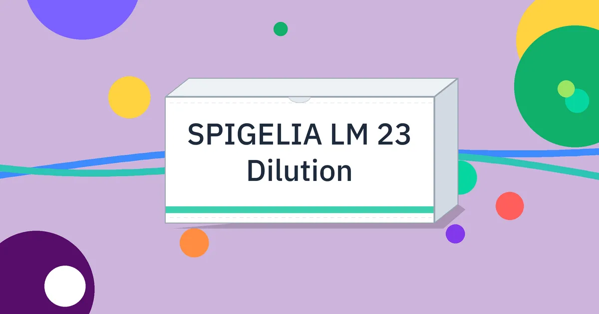 Symbolbild: Packung mit der Aufschrift SPIGELIA LM 23 Dilution (PZN 13195270) – Verfügbarkeit und Bezug in Apotheken in Frankfurt am Main