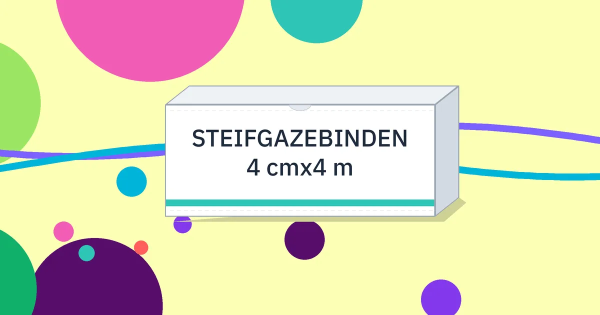 Symbolbild: Packung mit der Aufschrift STEIFGAZEBINDEN 4 cmx4 m (PZN 01720854) – Verfügbarkeit und Bezug in Apotheken in Frankfurt am Main