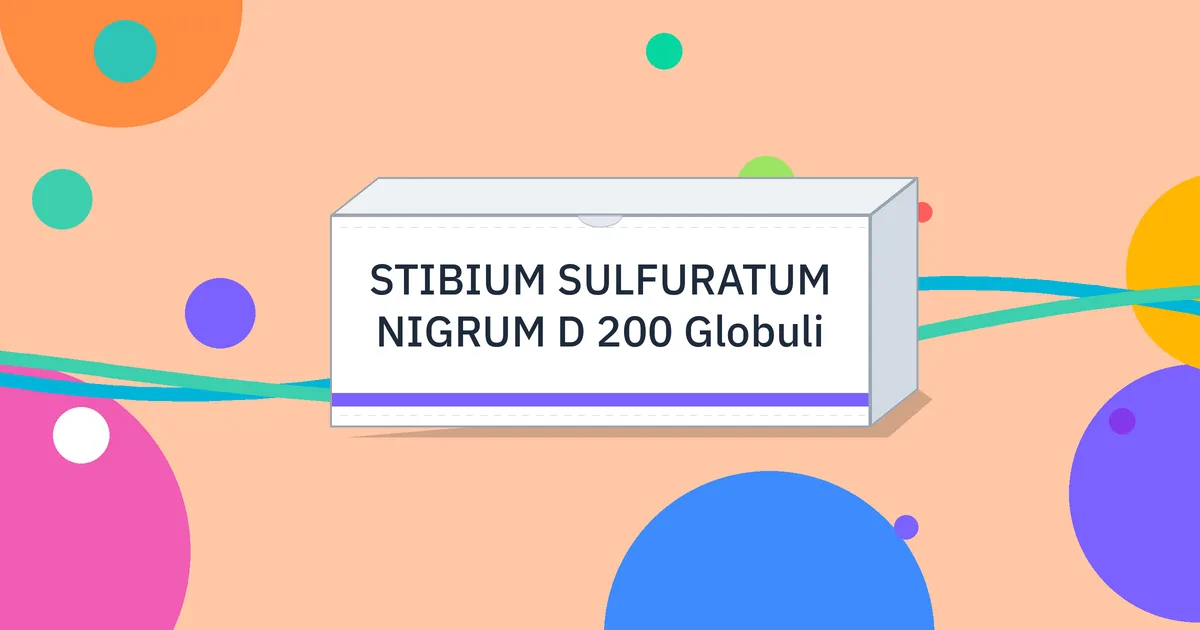 Symbolbild: Packung mit der Aufschrift STIBIUM SULFURATUM NIGRUM D 200 Globuli (PZN 15330387) – Verfügbarkeit und Bezug in Apotheken in Frankfurt am Main