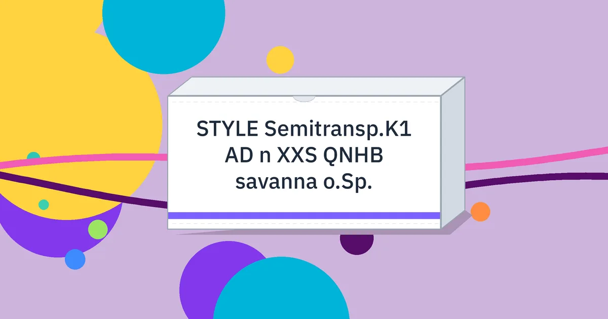 Symbolbild: Packung mit der Aufschrift STYLE Semitransp.K1 AD n XXS QNHB savanna o.Sp. (PZN 18869572) – Verfügbarkeit und Bezug in Apotheken in Frankfurt am Main