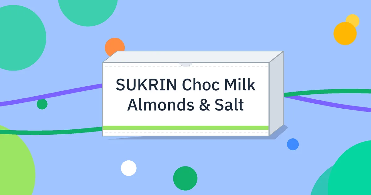 Symbolbild: Packung mit der Aufschrift SUKRIN Choc Milk Almonds & Salt (PZN 18899225) – Verfügbarkeit und Bezug in Apotheken in Frankfurt am Main