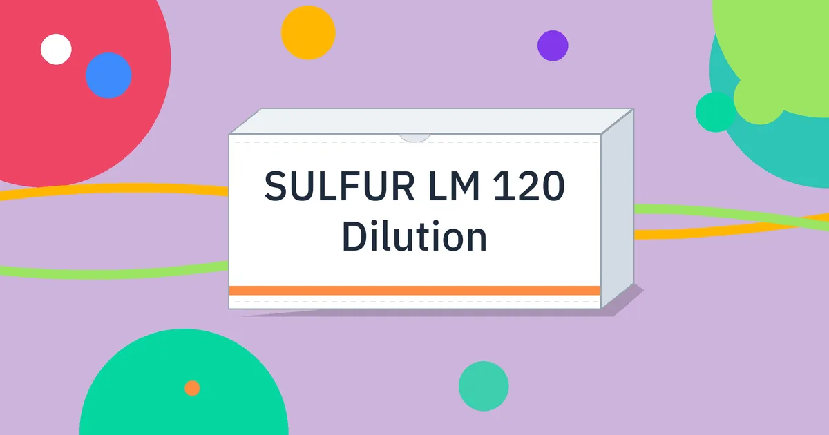 Symbolbild: Packung mit der Aufschrift SULFUR LM 120 Dilution (PZN 03502682) – Verfügbarkeit und Bezug in Apotheken in Frankfurt am Main